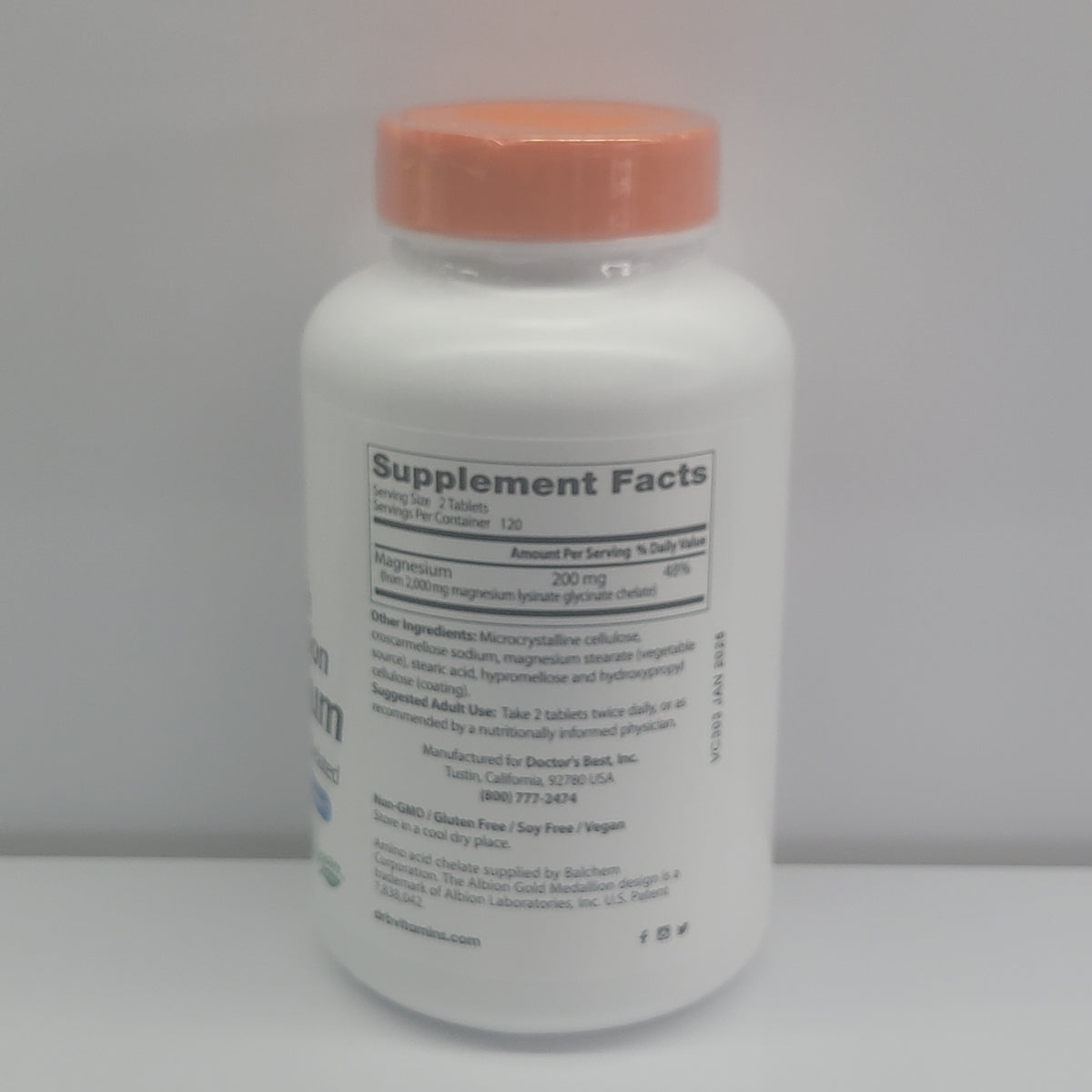 Doctor's Best High Absorption Magnesium Lysinate Glycinate 100mg 240 t ...