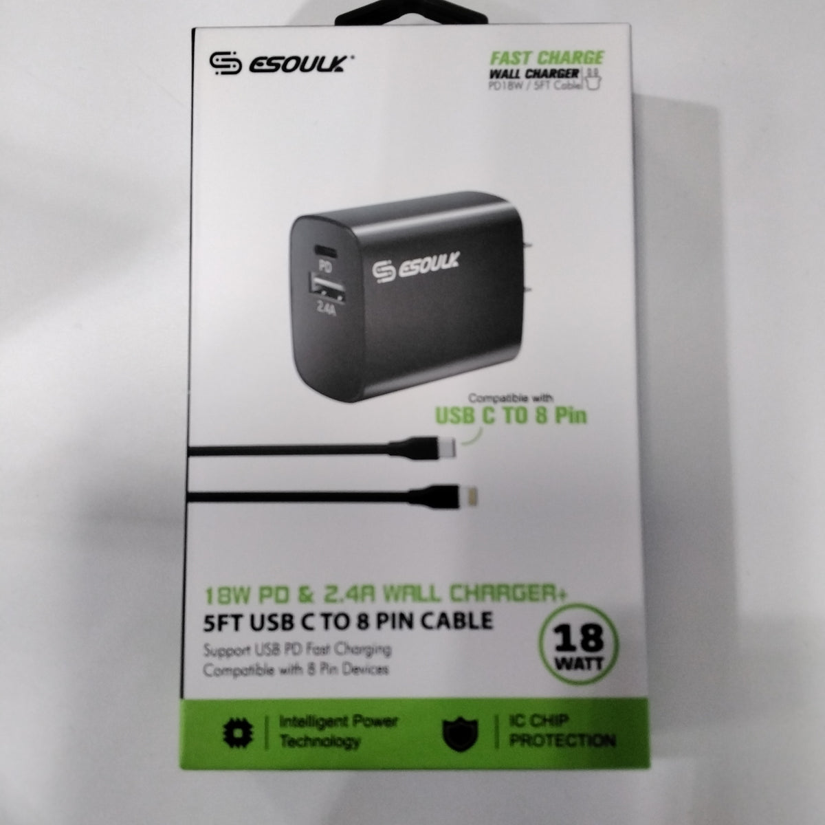 18W PD & 2.4A IPHONE WALL CHARGER 5FT – NATURE HUB