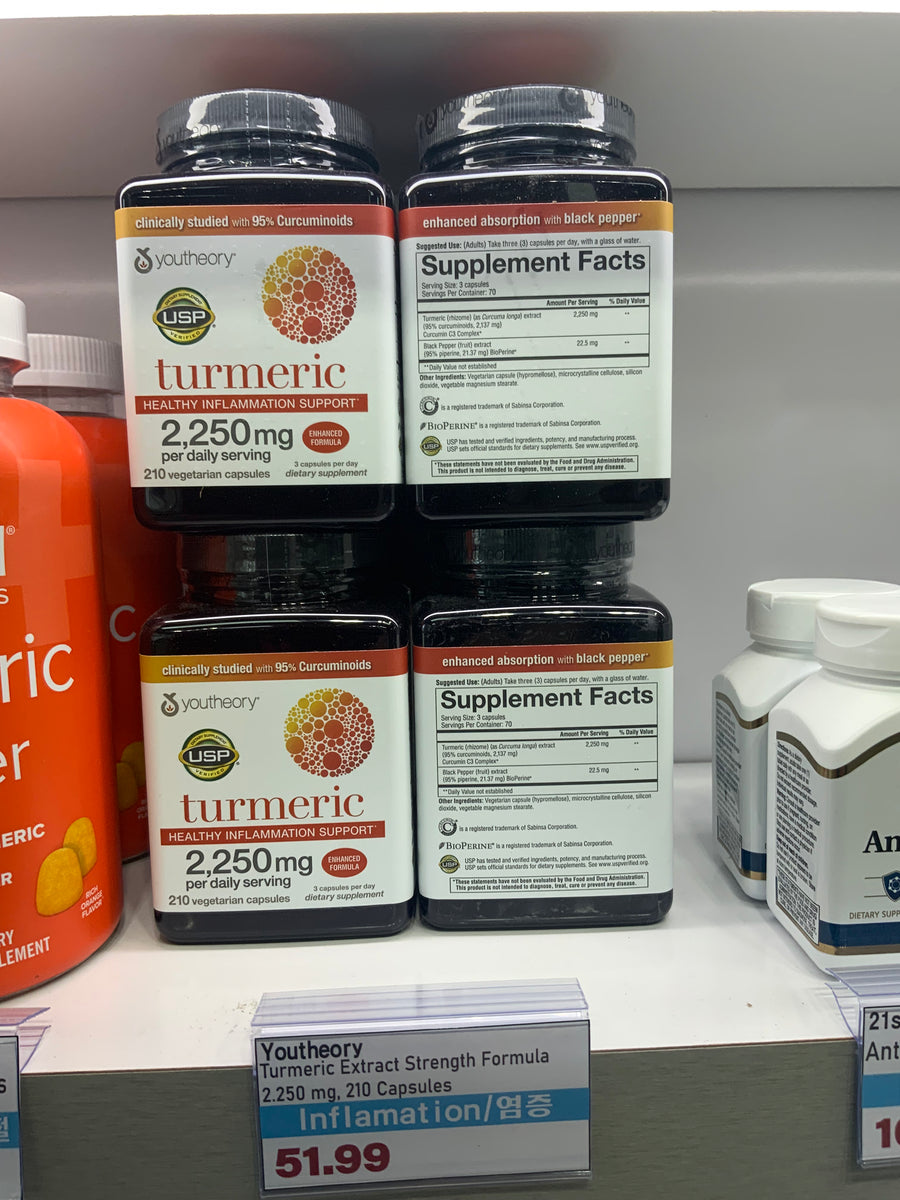 Youtheory turmeric extract strength formula 2250mg,210 capsules ...